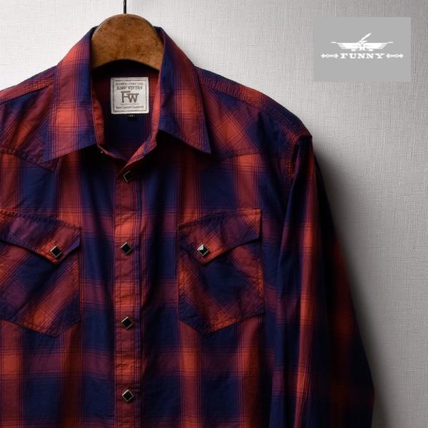 【ブランド名】FUNNY ORIGINAL（ファニーオリジナル）【品名】FUNNY ORIGINAL WESTERN SNAP SHIRTS／INDIGO BROAD PLAID Red×Navy／2409-7【素材】コットン 100％【サ...
