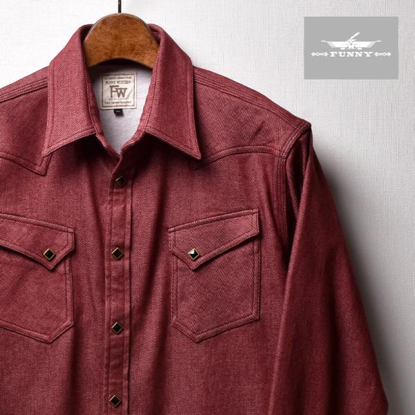 【ブランド名】FUNNY ORIGINAL（ファニーオリジナル）【品名】FUNNY ORIGINAL WESTERN SNAP SHIRTS／WINERY／2409-16【素材】コットン 98％ポリウレタン 2%【サイズ】Sサイズ1.肩幅：...