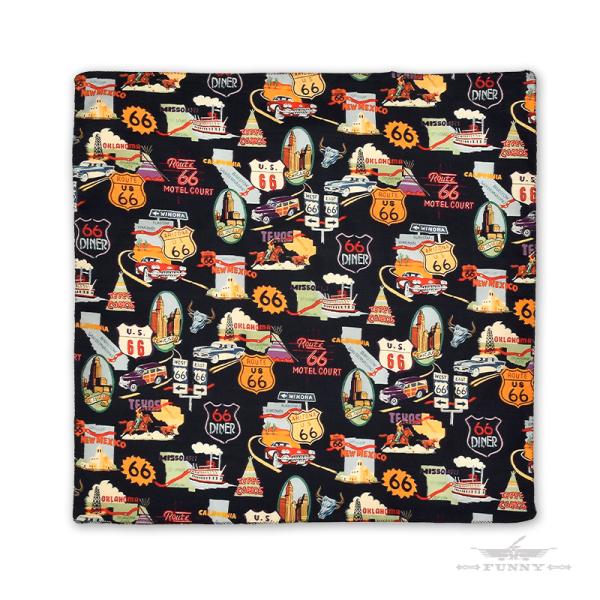 【ブランド名】Rockmount Ranch Wear（ロックマウント・ランチ・ウェア）【品名】Route 66 Western Cotton Bandana in Black【素材】コットン100％【サイズ】約56cm×56cm ※若干の...