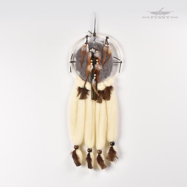 【品名】MANDELLA（マンデラ）【サイズ】Mサイズ／9インチ直径：約23cm全長：約60cm（吊り紐部分を含まない）※本製品はハンドメイドの為サイズには個体差がございます。【素材】ウサギの毛羊毛牛皮革フェザービーズ