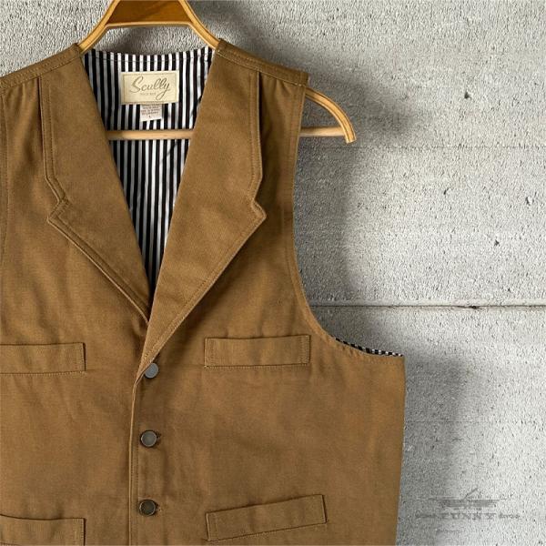 【メーカー名】Scully（スカリー）【品名】CANVAS VEST【素材】表地：綿100％裏地：綿100％【サイズ】Sサイズ1.肩幅：約31.0cm2.身幅：約50.0cm3.着丈：約56.0cmMサイズ1.肩幅：約32.0cm2.身幅：...