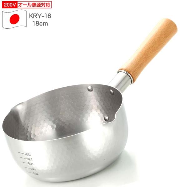 IH対応のステンレス製雪平鍋。 お手入れしやすいステンレス製の雪平鍋です。ハンドルは使い込むほどに手になじむ天然木です。オール熱源対応タイプ。 サイズ 約34×19×12cm、 重量 約530g、素材・材質 本体/16-0ステンレス(底厚1...