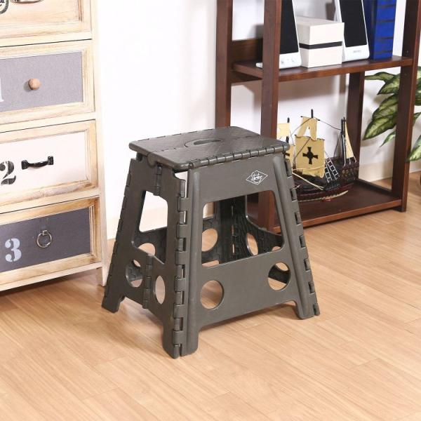 幅39cm×奥行33cm×高さ39cm カーキ 踏み台 おしゃれ 折りたたみ スツール カーキ