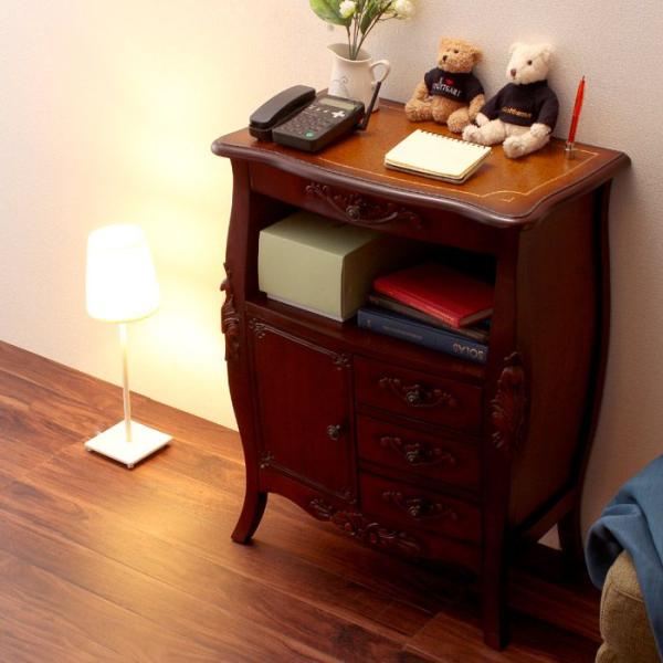電話台 FAX台 おしゃれ アンティーク調 60cm