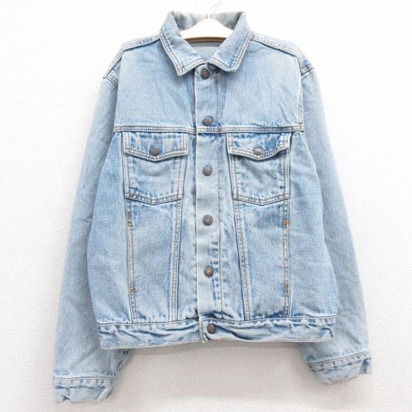 【商品番号】　lba23091788【商品名】　古着 長袖 ジージャン キッズ ボーイズ 子供服 90年代 90s 紺 デニム【表記サイズ】　9【実寸サイズ】　着丈（肩から裾）53cm　着幅（脇から脇）48cm　肩幅40cm　肩袖丈（肩から...