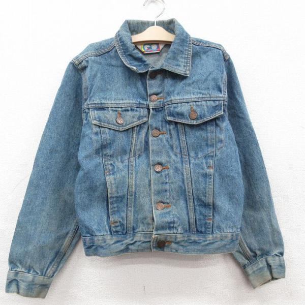 【商品番号】　lba23093159【商品名】　古着 長袖 ジージャン キッズ ボーイズ 子供服 90年代 90s 紺 デニム【表記サイズ】　L【実寸サイズ】　着丈（肩から裾）49cm　着幅（脇から脇）45cm　肩幅39cm　肩袖丈（肩から...