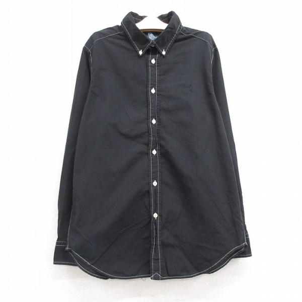 【商品番号】　lba24100452【商品名】　古着 ラルフローレン 長袖 ブランド シャツ キッズ ボーイズ 子供服 90年代 90s ワンポイントロゴ コットン ボタンダウン 黒 チェック【表記サイズ】　L 14-16【実寸サイズ】　着...