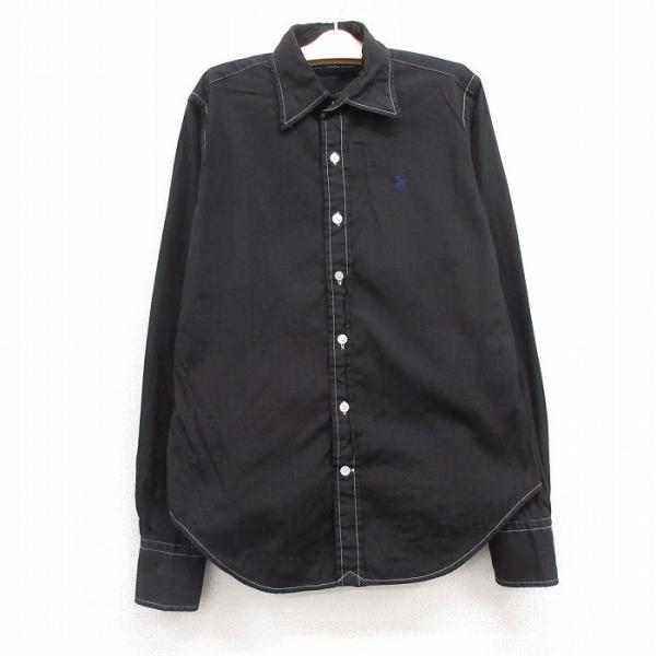 【商品番号】　lba24100454【商品名】　古着 ラルフローレン スポーツ 長袖 ブランド シャツ キッズ ボーイズ 子供服 ワンポイントロゴ コットン ボタンダウン 黒 ストライプ【表記サイズ】　2【実寸サイズ】　着丈（肩から裾）63...