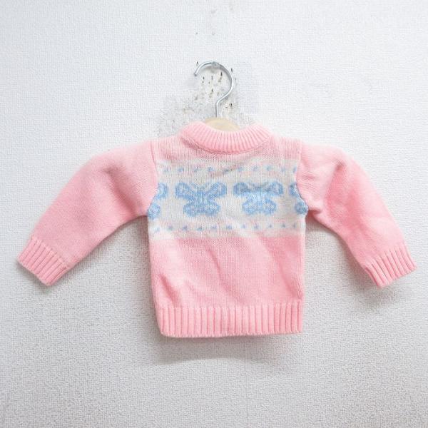 【商品番号】　lba25010221【商品名】　古着 長袖 セーター キッズ ガールズ 子供服 90年代 90s 蝶々 アクリル クルーネック ピンク他【表記サイズ】　12【実寸サイズ】　着丈（肩から裾）25cm　着幅（脇から脇）23cm　...