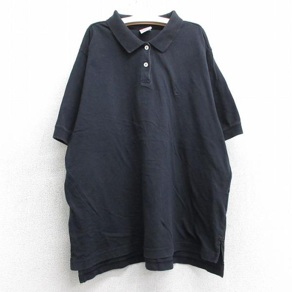 【商品番号】　lba25042095【商品名】　古着 ナイキ NIKE 半袖 ポロ シャツ キッズ ボーイズ 子供服 90年代 90s ワンポイントロゴ コットン 黒【表記サイズ】　L 12-14【実寸サイズ】　着丈（肩から裾）64cm　着...