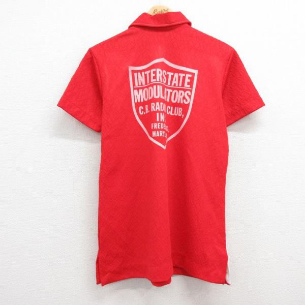 【商品番号】　lsh24072177【商品名】　古着 キングルイ 半袖 ハーフジップ シャツ レディース 70年代 70s MODULATORS 赤他【表記サイズ】　38【実寸サイズ】　着丈（肩から裾）74cm　着幅（脇から脇）52cm　肩...