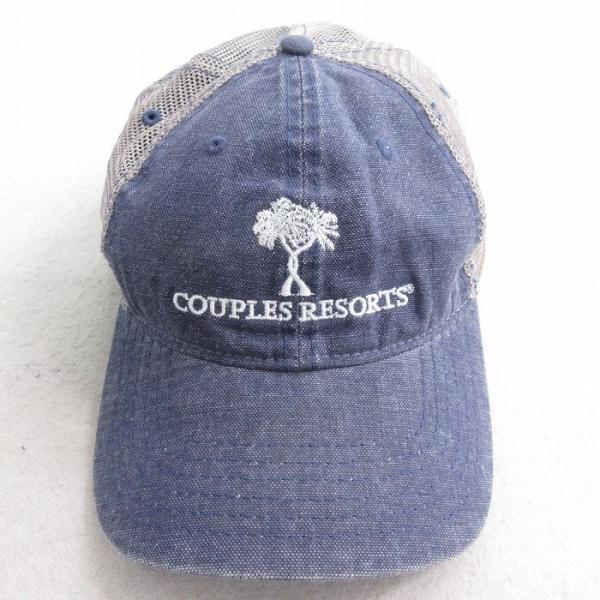 【商品番号】　nc25071851【商品名】　中古 メッシュ キャップ COUPLES RESPORTS 刺繍 ツートンカラー 紺他【表記サイズ】　なし【実寸サイズ】　頭周り59から63cm　深さ12cm【素材】　コットン65％、ポリエステ...