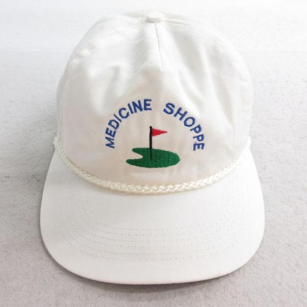 【商品番号】　nc25090810【商品名】　中古 キャップ 90年代 90s MEDICINE SHOPPE 刺繍 白【表記サイズ】　ONE SIZE【実寸サイズ】　頭周り52から63cm　深さ13cm【素材】　コットン、ポリエステル【程...