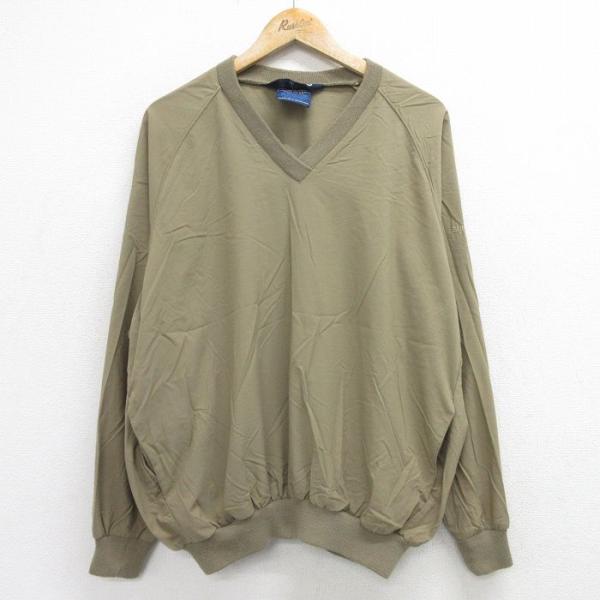 【商品番号】　ouny24081632【商品名】　XL★古着 長袖 ナイロン ジャケット レディース 00年代 00s SUNDERLAND ラグラン Vネック USA製 ベージュ【メンズ参考サイズ】　XL【表記サイズ】　XL【実寸サイズ】...