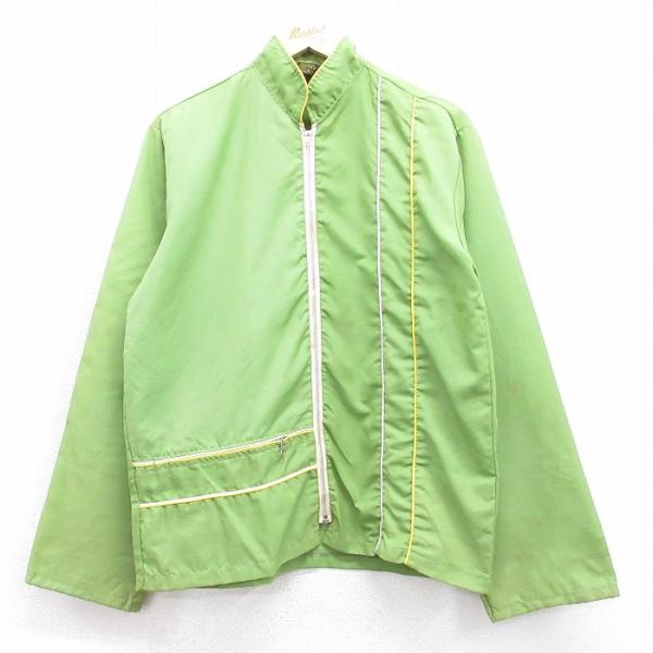 【表記サイズ】　なし【実寸サイズ】　着丈（肩から裾）65cm　着幅（脇から脇）54cm　肩幅45cm　肩袖丈（肩から袖先）63cm　脇袖丈（脇から袖先）55cm【素材】　ナイロン【程度】　B【コンディション】　襟汚れ、汚れ【仕入先】　アメリ...