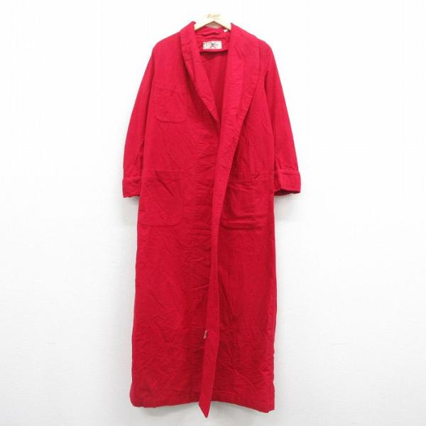 【商品番号】　our25100938【商品名】　XL★古着 エルエルビーン 長袖 ガウン メンズ 80年代 80s ロング丈 コットン 赤【メンズ参考サイズ】　XL【表記サイズ】　L【実寸サイズ】　着丈（肩から裾）139cm　着幅（脇から脇...