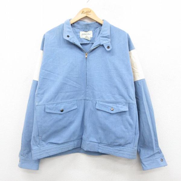 【表記サイズ】　L【実寸サイズ】　着丈（肩から裾）68cm　着幅（脇から脇）62cm　肩幅57cm　肩袖丈（肩から袖先）62cm　脇袖丈（脇から袖先）59cm【素材】　ポリエステル65％、コットン35％【程度】　B【コンディション】　襟汚れ...