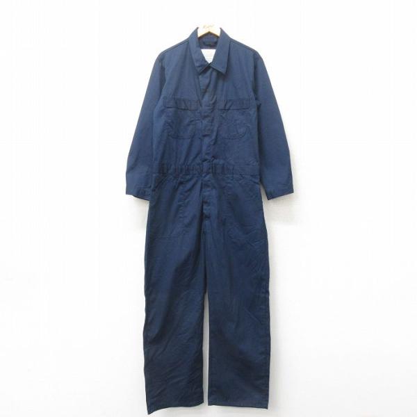 【商品番号】　ova25021420【商品名】　W39★古着 長袖 ミリタリー ツナギ メンズ 00年代 00s ユーティリティ 大きいサイズ USA製 紺【表記サイズ】　44R【実寸サイズ】　総丈（肩から裾）158cm　着幅（脇から脇）5...