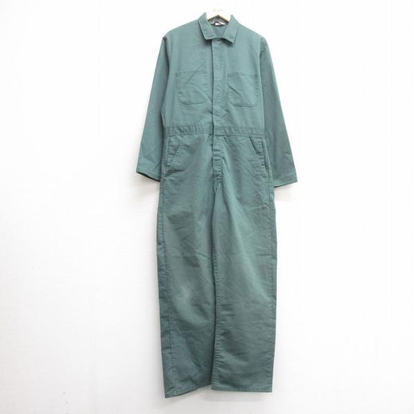 【商品番号】　ova25031014【商品名】　W38★古着 Wear Guard 長袖 ツナギ メンズ 80年代 80s 緑系【表記サイズ】　なし【実寸サイズ】　総丈（肩から裾）160cm　着幅（脇から脇）58cm　ウエスト（腰まわり）9...