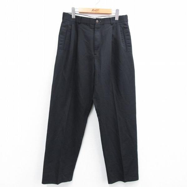 【商品番号】　par25062230【商品名】　W33★古着 HAGGAR パンツ メンズ 黒【表記サイズ】　なし【実寸サイズ】　ウエスト（腰まわり）84cm　レングス79cm　股上（ウエストから股の付け根）31cm　ワタリ幅（股の付け根部...