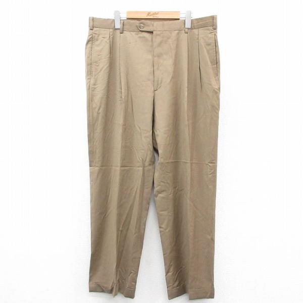 【商品番号】　par25100192【商品名】　W39★古着 JOS A BANK スラックス パンツ メンズ 90年代 90s ウール USA製 ベージュ【表記サイズ】　なし【実寸サイズ】　ウエスト（腰まわり）98cm　レングス75cm　...
