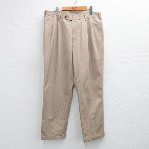 【商品番号】　par25101496【商品名】　W34★古着 JOS A BANK パンツ メンズ コットン ベージュ系【表記サイズ】　W36　L30【実寸サイズ】　ウエスト（腰まわり）86cm　レングス74cm　股上（ウエストから股の付け...