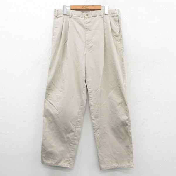 【表記サイズ】　W36　L30【実寸サイズ】　ウエスト（腰まわり）90cm　レングス73cm　股上（ウエストから股の付け根）30cm　ワタリ幅（股の付け根部分の幅）34cm　裾幅21cm　（ウエスト36inch　レングス29inch）【素材...