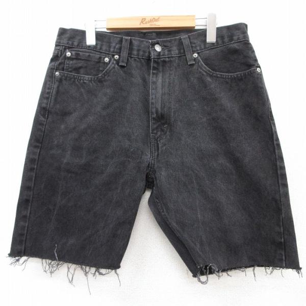 【商品番号】　pas25072176【商品名】　W36★古着 リーバイス Levis 505 ショート パンツ ショーツ メンズ コットン 黒 デニム【spe】【表記サイズ】　W36 L36【実寸サイズ】　ウエスト（腰まわり）90cm　レン...