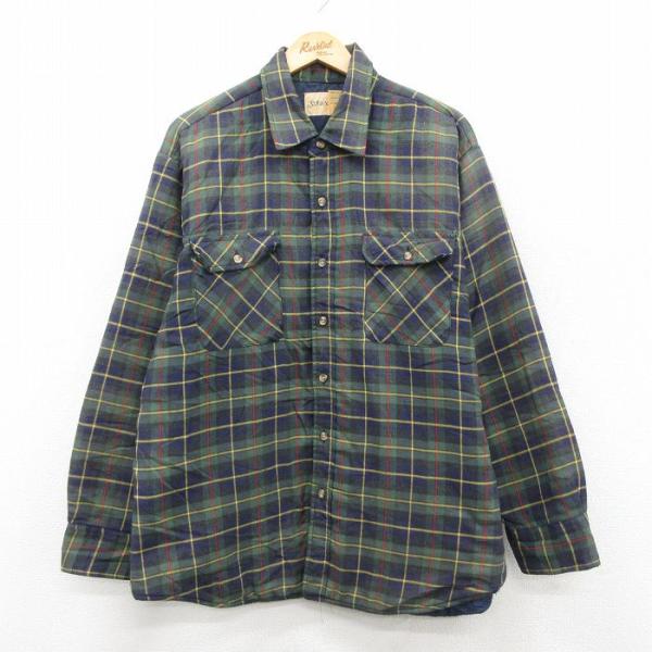 【表記サイズ】　XL【実寸サイズ】　着丈（肩から裾）79cm　着幅（脇から脇）66cm　肩幅50cm　肩袖丈（肩から袖先）60cm　脇袖丈（脇から袖先）50cm【素材】　ポリエステル65％、コットン35％【程度】　B【コンディション】　全体...