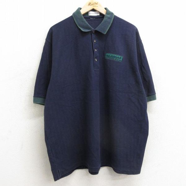【商品番号】　shp24023130【商品名】　XL★古着 マンシングウェア 半袖 ポロ シャツ メンズ 90年代 90s ALAMAR 大きいサイズ 紺【spe】【メンズ参考サイズ】　XL【表記サイズ】　なし【実寸サイズ】　着丈（肩から裾...