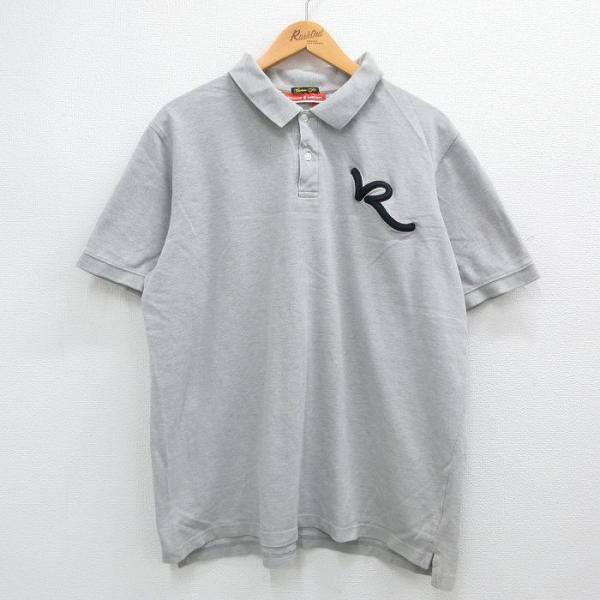 【商品番号】　shp24073393【商品名】　XL★古着 ROCA WEAR 半袖 ポロ シャツ メンズ 鹿の子 大きいサイズ コットン グレー 霜降り【メンズ参考サイズ】　XL【表記サイズ】　3XL【実寸サイズ】　着丈（肩から裾）72c...