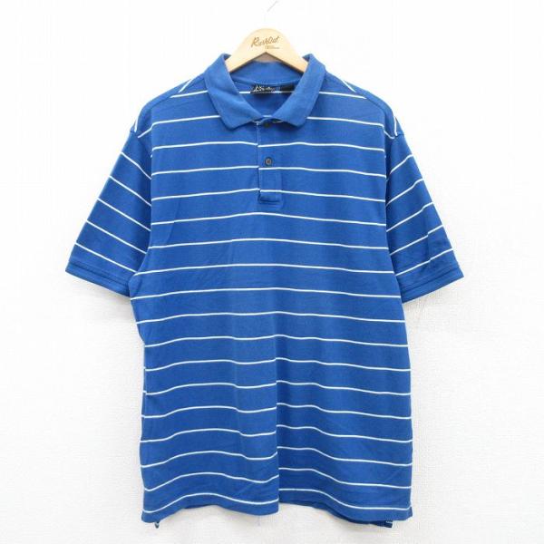【商品番号】　shp25041212【商品名】　XL★古着 JOS A BANK 半袖 ポロ シャツ メンズ 大きいサイズ 青他【メンズ参考サイズ】　XL【表記サイズ】　XL【実寸サイズ】　着丈（肩から裾）76cm　着幅（脇から脇）63cm...