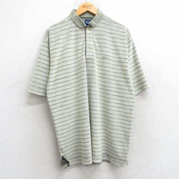 【商品番号】　shp25050328【商品名】　XL★古着 半袖 ポロ シャツ メンズ 00年代 00s ALM パイル地 大きいサイズ 薄緑系他【メンズ参考サイズ】　XL【表記サイズ】　XXL【実寸サイズ】　着丈（肩から裾）76cm　着幅...