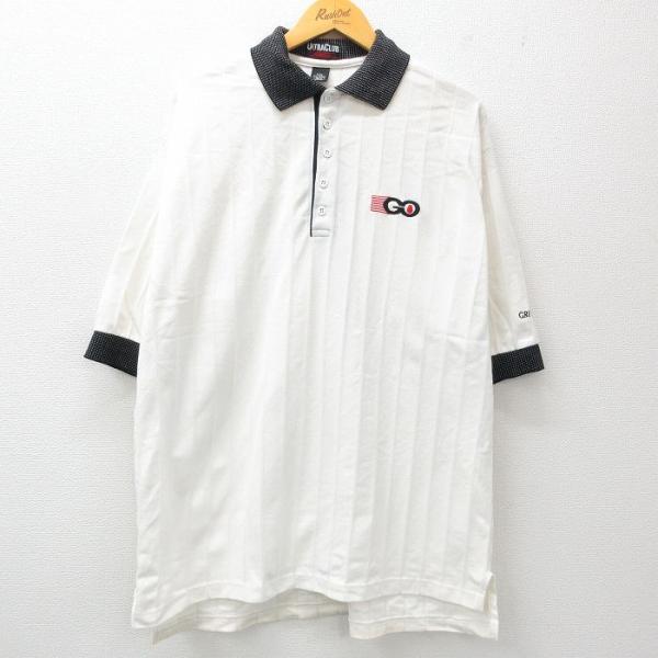 【商品番号】　shp25051636【商品名】　XL★古着 半袖 ポロ シャツ メンズ GRIFFITH ENERGY 大きいサイズ ロング丈 コットン 白他【メンズ参考サイズ】　XL【表記サイズ】　XXL【実寸サイズ】　フロント着丈（肩か...