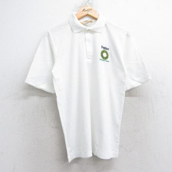【商品番号】　shp25081483【商品名】　M★古着 半袖 ポロ シャツ メンズ 80年代 80s Pepitos 鹿の子 白【メンズ参考サイズ】　M【表記サイズ】　なし【実寸サイズ】　着丈（肩から裾）68cm　着幅（脇から脇）47cm...