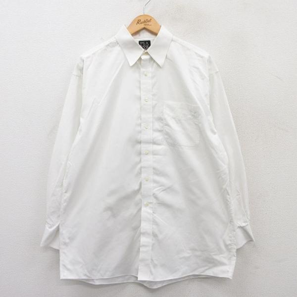 【商品番号】　shr25033355【商品名】　L★古着 JOS A BANK 長袖 シャツ メンズ ロング丈 コットン 白【メンズ参考サイズ】　L【表記サイズ】　16-33【実寸サイズ】　着丈（肩から裾）81cm　着幅（脇から脇）59cm...