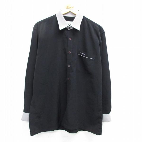 【商品番号】　shr25040251【商品名】　XL★古着 長袖 シャツ メンズ 90年代 90s POSTMAN 黒【メンズ参考サイズ】　XL【表記サイズ】　105【実寸サイズ】　着丈（肩から裾）74cm　着幅（脇から脇）61cm　肩幅4...