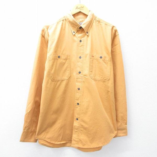 【商品番号】　shr25080497【商品名】　XL★古着 THE TERRITORY AHEAD 長袖 シャツ メンズ 00年代 00s コットン ボタンダウン オレンジ系【メンズ参考サイズ】　XL【表記サイズ】　L【実寸サイズ】　着丈（...