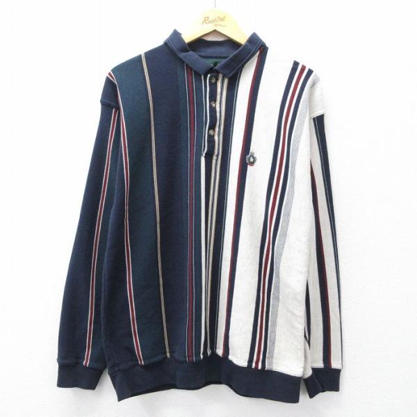 【表記サイズ】　L【実寸サイズ】　着丈（肩から裾）69cm　着幅（脇から脇）53cm　肩幅53cm　肩袖丈（肩から袖先）58cm　脇袖丈（脇から袖先）54cm【素材】　ポリエステル65%、コットン35％【程度】　A【コンディション】　全体良...