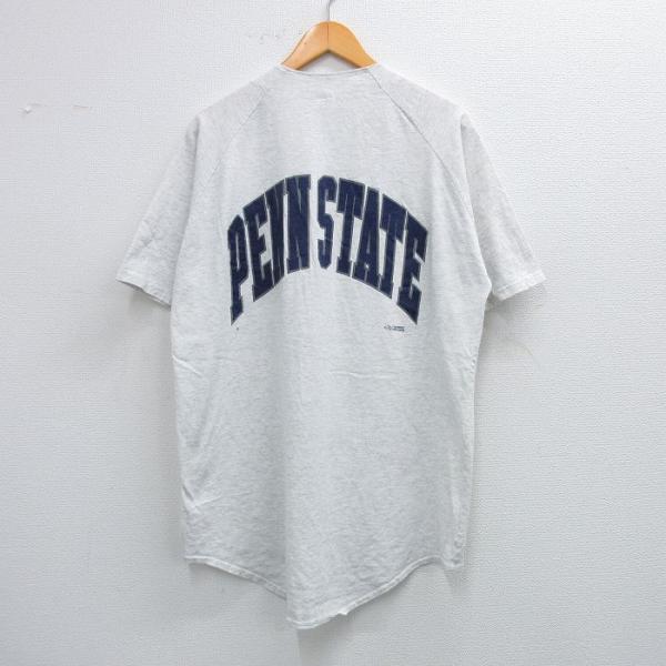 【商品番号】　shrs25061886【商品名】　L★古着 半袖 ベースボール シャツ メンズ 90年代 90s PENN ラグラン コットン USA製 薄グレー 霜降り【spe】【メンズ参考サイズ】　L【表記サイズ】　XL【実寸サイズ】　...