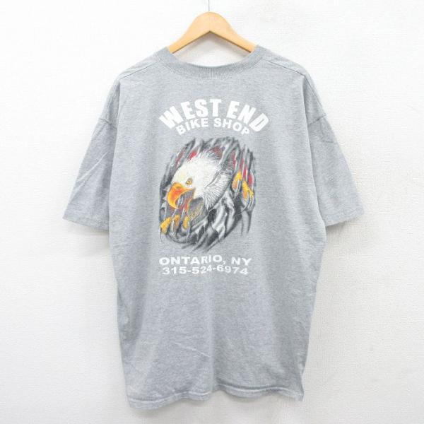 【商品番号】　sksf25062718【商品名】　XL★古着 フルーツオブザルーム 半袖 ビンテージ Tシャツ メンズ 00年代 00s 鳥 WESTEND 大きいサイズ ヘンリーネック グレー 霜降り【メンズ参考サイズ】　XL【表記サイズ...