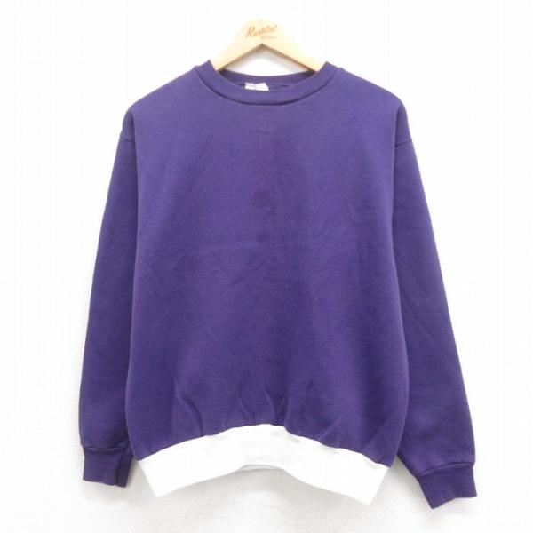 【商品番号】　swr25072305【商品名】　M★古着 TULTEX 長袖 スウェット メンズ 90年代 90s 無地 ツートンカラー クルーネック 紫【spe】【メンズ参考サイズ】　M【表記サイズ】　M【実寸サイズ】　着丈（肩から裾）6...
