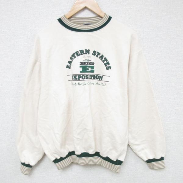 【商品番号】　swr54110567【商品名】　XL★古着 長袖 スウェット メンズ 90年代 90s EXPOSITION クルーネック USA製 薄ベージュ【メンズ参考サイズ】　XL【表記サイズ】　L【実寸サイズ】　着丈（肩から裾）63...