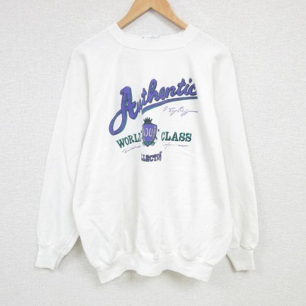 【商品番号】　swr54120760【商品名】　XL★古着 ヘインズ Hanes 長袖 スウェット メンズ 90年代 90s IOU 大きいサイズ ラグラン クルーネック USA製 白【spe】【メンズ参考サイズ】　XL【表記サイズ】　XX...