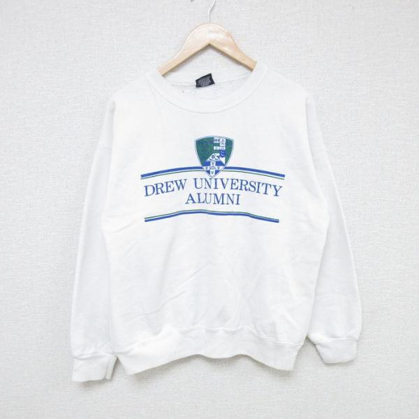 【商品番号】　swr55050180【商品名】　L★古着 ジャンスポーツ 長袖 スウェット メンズ 90年代 90s ALUMNI クルーネック USA製 白【メンズ参考サイズ】　L【表記サイズ】　L【実寸サイズ】　着丈（肩から裾）60cm...