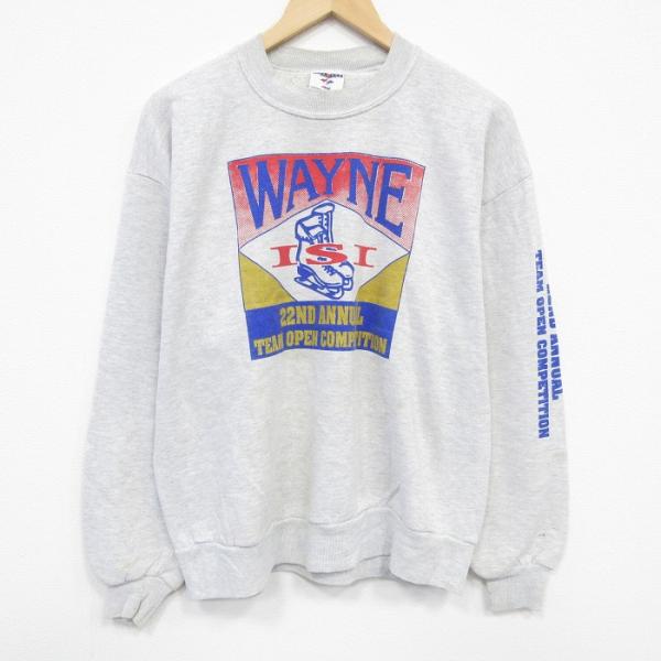 【商品番号】　swr55090244【商品名】　L★古着 ジャージーズ 長袖 スウェット メンズ 90年代 90s WAYNE クルーネック USA製 グレー 霜降り【メンズ参考サイズ】　L【表記サイズ】　L【実寸サイズ】　着丈（肩から裾）...
