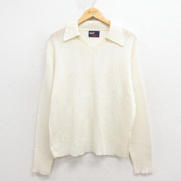 【表記サイズ】　L【実寸サイズ】　着丈（肩から裾）68cm　着幅（脇から脇）52cm　肩幅49cm　肩袖丈（肩から袖先）61cm　脇袖丈（脇から袖先）48cm【素材】　アクリル100％【程度】　A【コンディション】　全体良好【仕入先】　アメ...