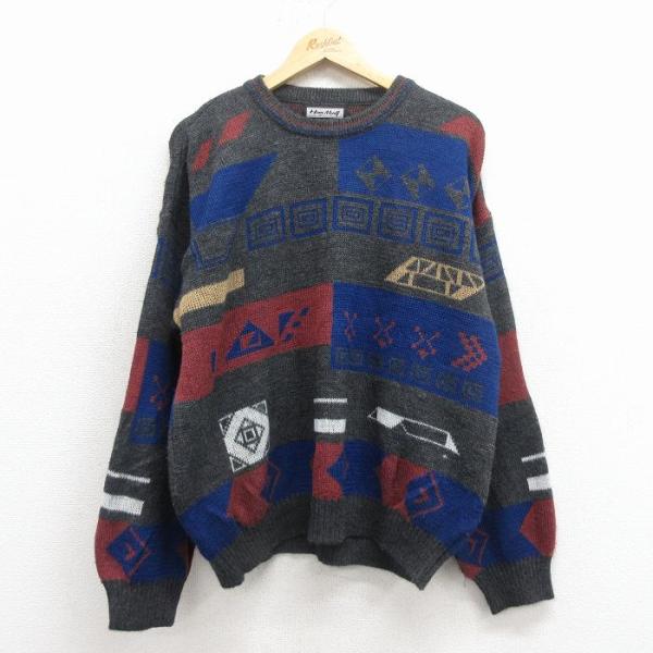 【表記サイズ】　L【実寸サイズ】　着丈（肩から裾）66cm　着幅（脇から脇）60cm　肩幅61cm　肩袖丈（肩から袖先）55cm　脇袖丈（脇から袖先）53cm【素材】　アクリル100％【程度】　A【コンディション】　補修【仕入先】　アメリカ...