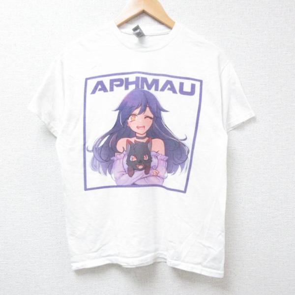 【商品番号】　ts54060731【商品名】　M★古着 半袖 Tシャツ メンズ APHMAU クルーネック 白【メンズ参考サイズ】　M【表記サイズ】　M【実寸サイズ】　着丈（肩から裾）61cm　着幅（脇から脇）48cm　肩幅44cm【素材】...