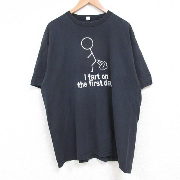 【商品番号】　ts55040393【商品名】　XL★古着 半袖 Tシャツ メンズ fart コットン クルーネック 黒【メンズ参考サイズ】　XL【表記サイズ】　2XL【実寸サイズ】　着丈（肩から裾）72cm　着幅（脇から脇）59cm　肩幅5...